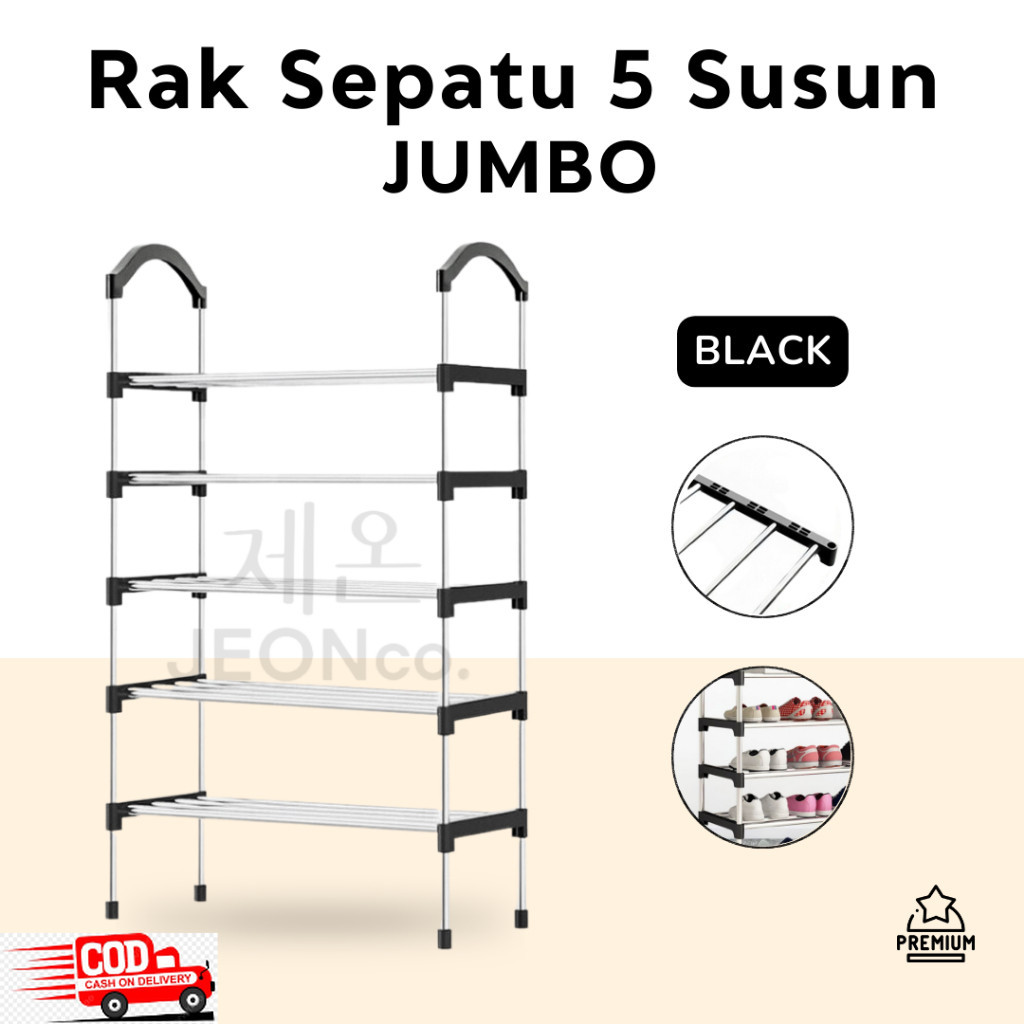 Jual Rak Sepatu Tingkat 5 Layer Portable Plastik/Besi Multifungsi ...