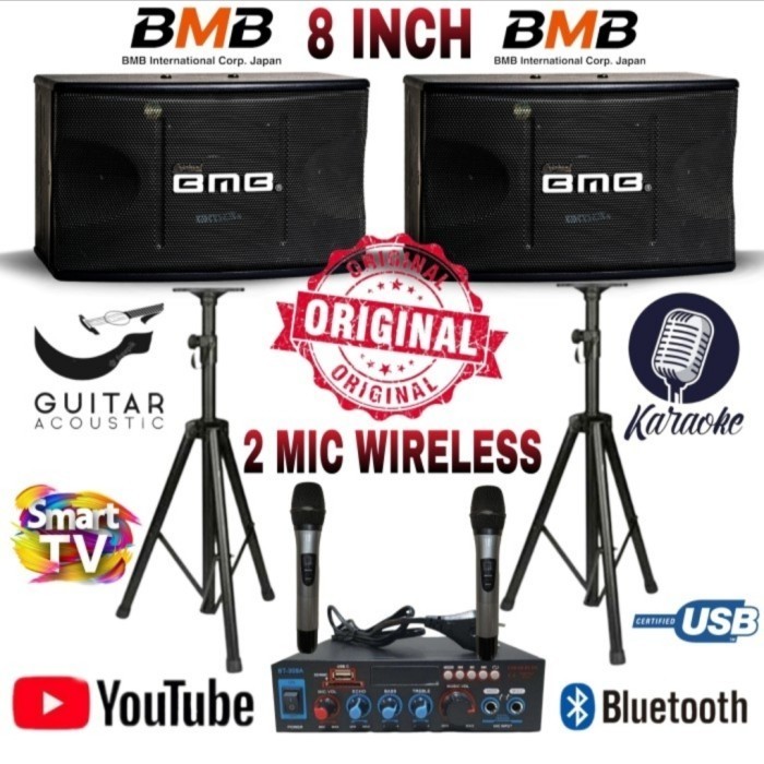 Jual Paket Set Karaoke BMB 8 Inch CS 350 MK ll Ampli Bluetooth 2 Mic ...