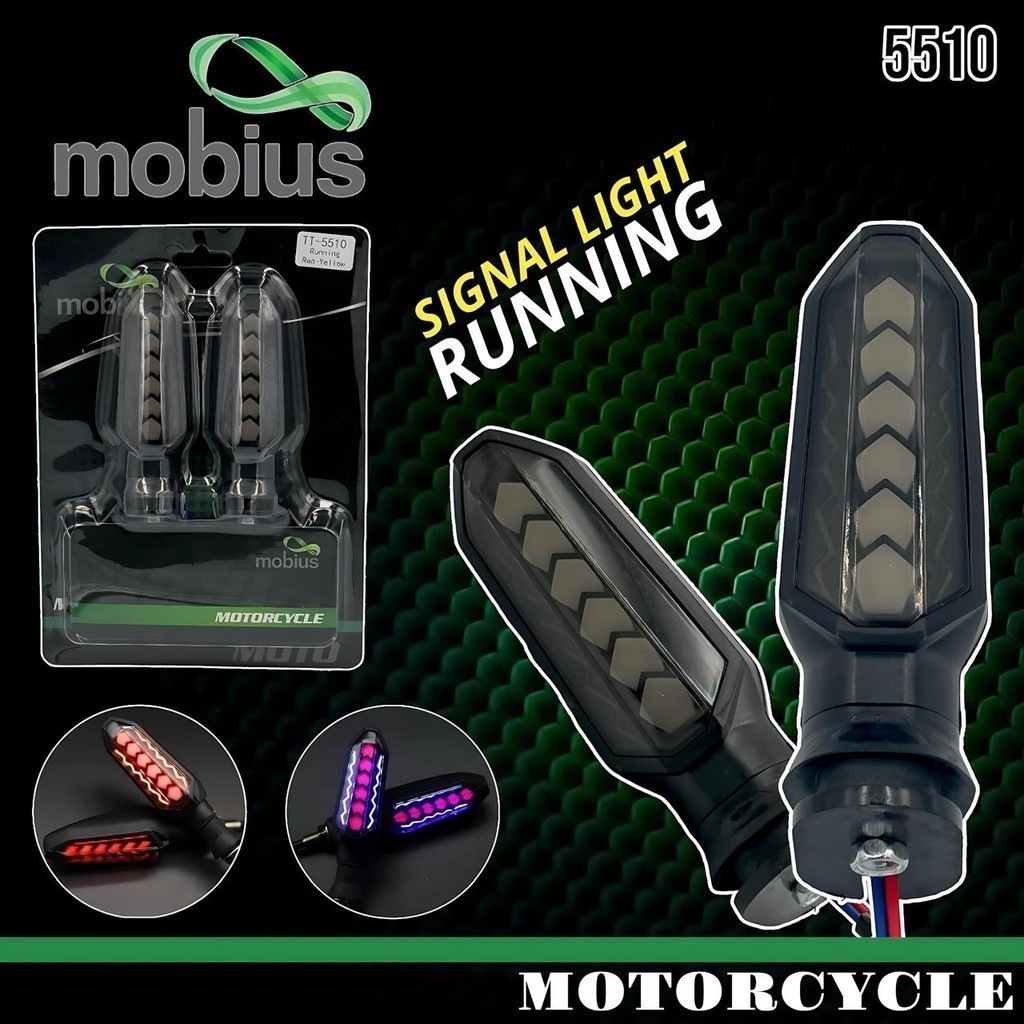 Jual Lampu Sein MOBIUS LED Model SISIK RUNNING Isi sepasang Dudukan ...