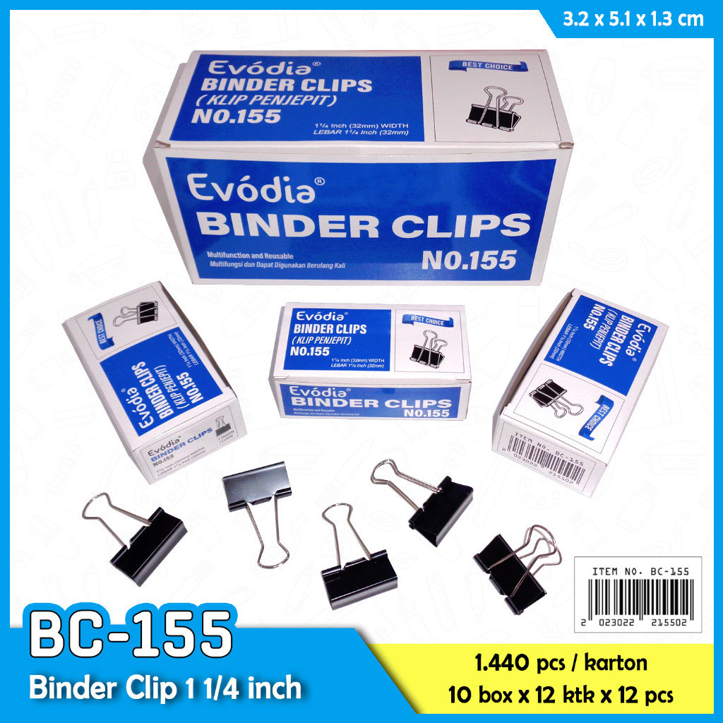 Jual Binder Clip EVODIA No.155 (12pc) | Shopee Indonesia