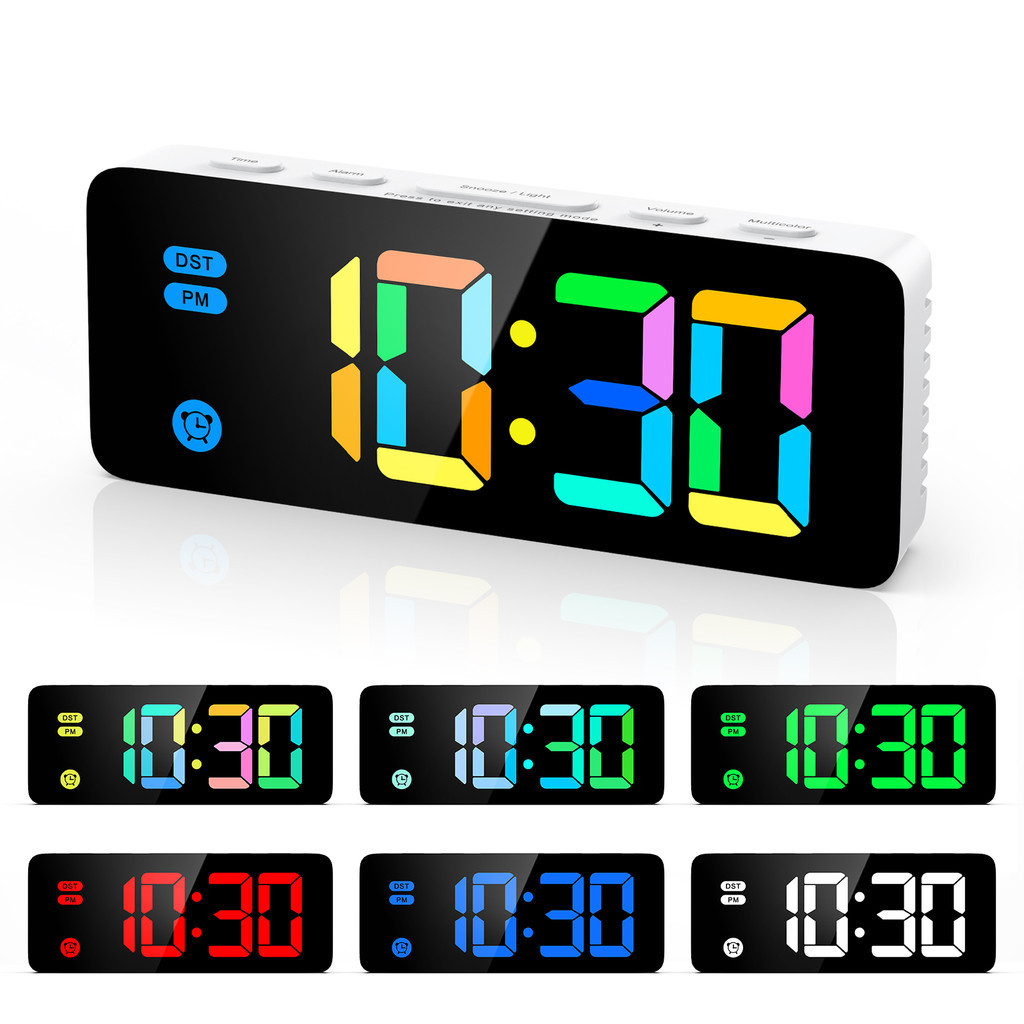 Jual ORIA LED Digital Clocks RGB Alarm Clocks Colorful Modern Table ...