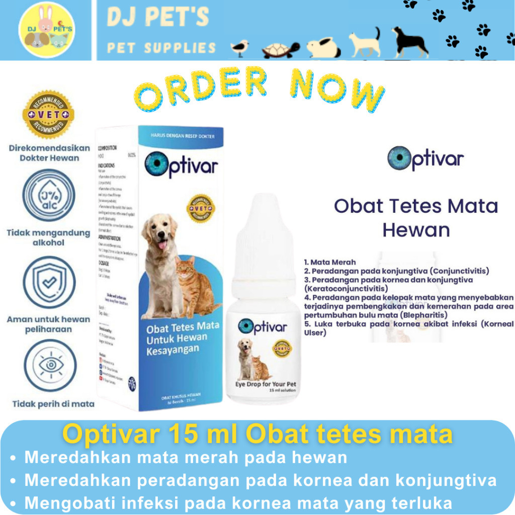 Jual Optivar 15 ml Obat tetes mata hewan anjing dan kucing | Shopee ...