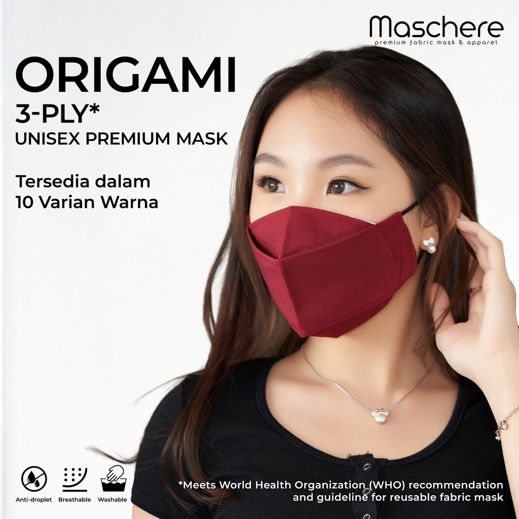 Jual Maschere Masker Kain 3-Ply Model Origami | Shopee Indonesia