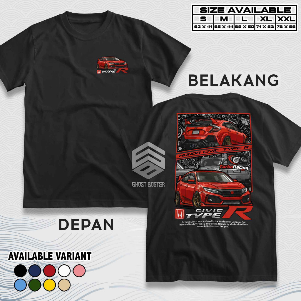 Jual Kaos Honda Civic Type R Turbo Racing Baju Distro Otomotif JDM Mobil Sport GBA3209 | Shopee ...