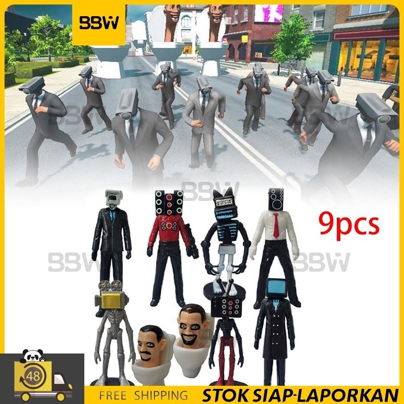 Jual 9Pcs Mainan Skibidi Toilet Siren Head Figure Pajangan PVC Action ...