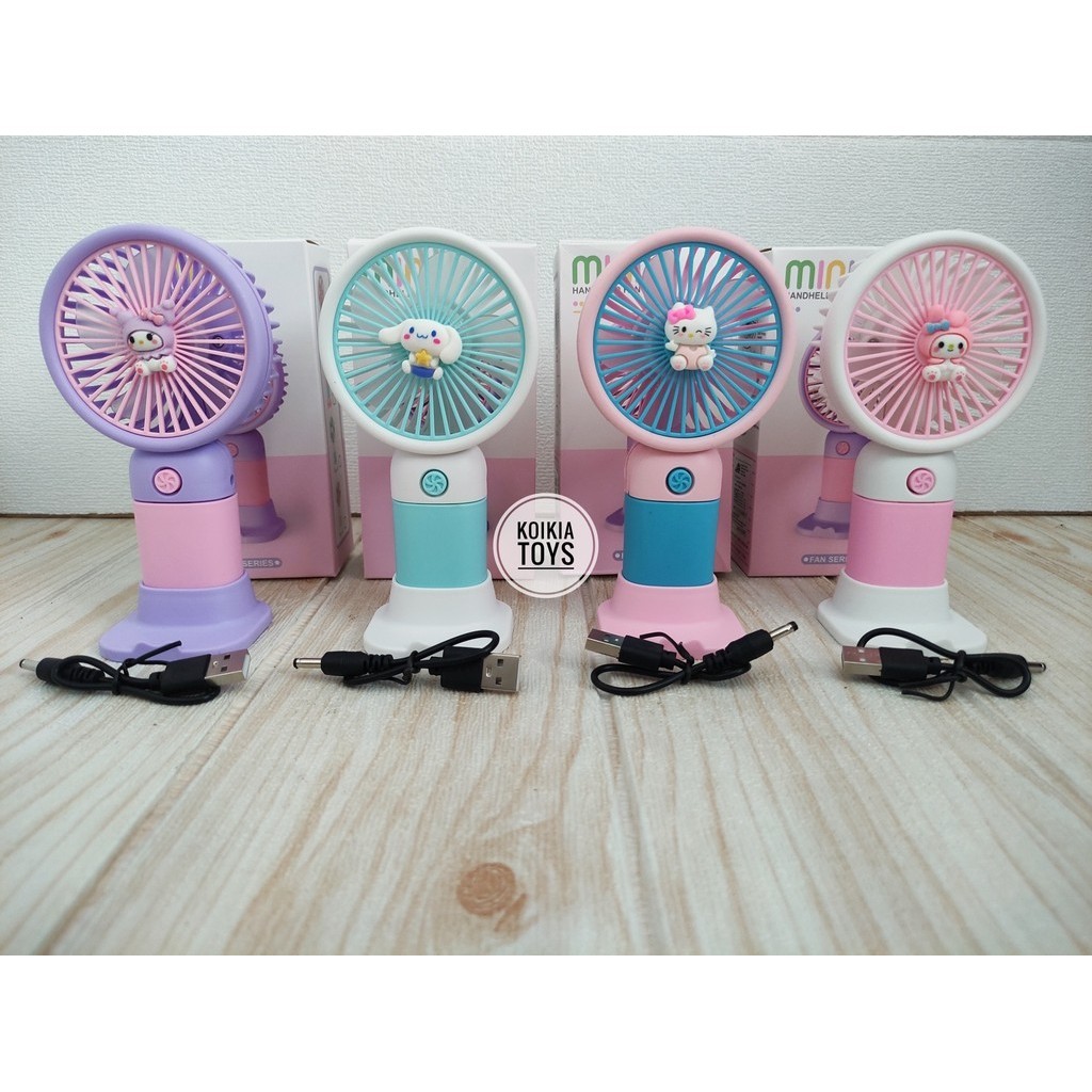 Jual Kipas angin mini portable USB handheld fan dengan karakter lucu ...