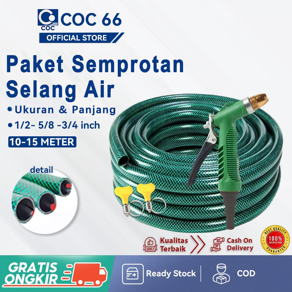 Jual PAKET SEMPROTAN SELANG AIR 1/2 5/8 3/4INCH HIJAU ANTI LUMUT 30 ...