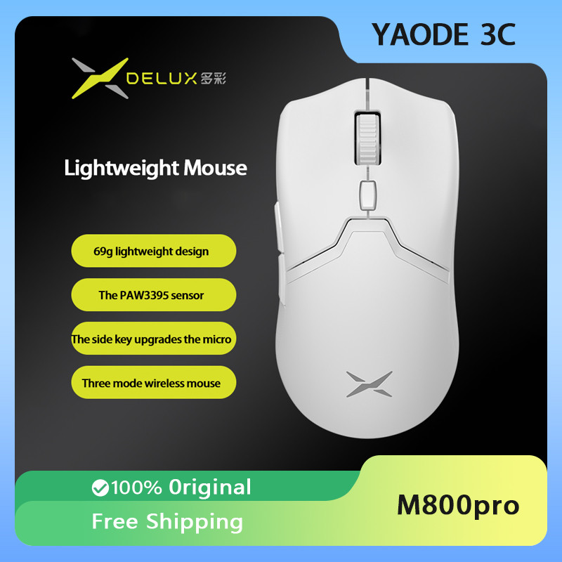 Jual Delux M800PRO Gaming Mouse Wireless Tri-Mode Connection 26000DPI Ergonomic E-sports PAW3395 ...