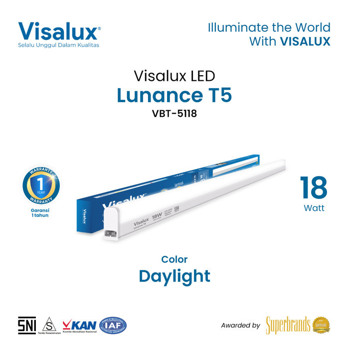 Jual Lampu LED T5 TL Vesta Visalux 18W 18Watt 18 Watt Panjang 120CM 120 CM Cahaya Putih Kuning ...