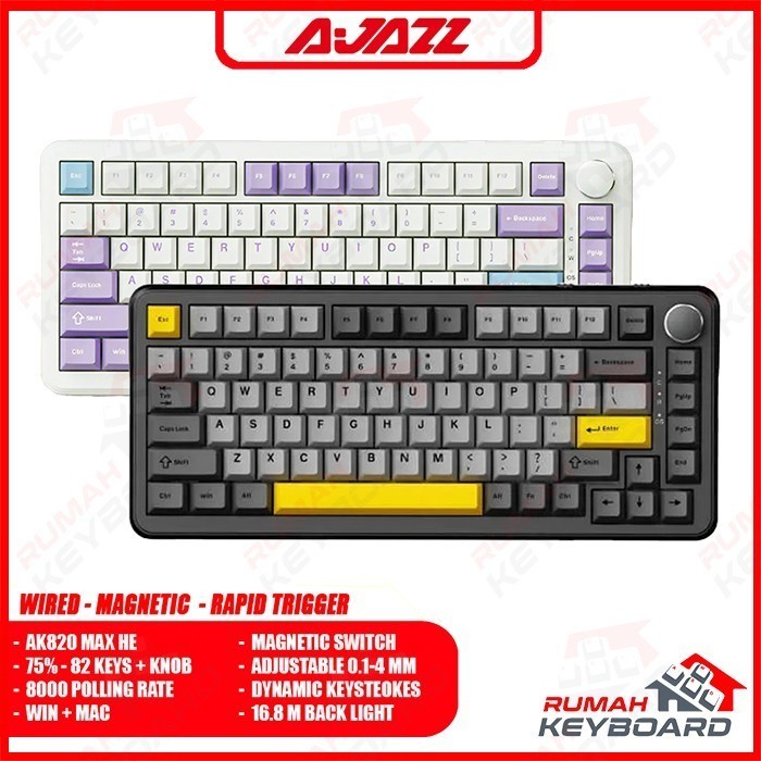 Jual AJAZZ AK820 MAX HE - 75% - Wired - DKS - Magnetic Switch - Rapid Trigger - Mechanical ...