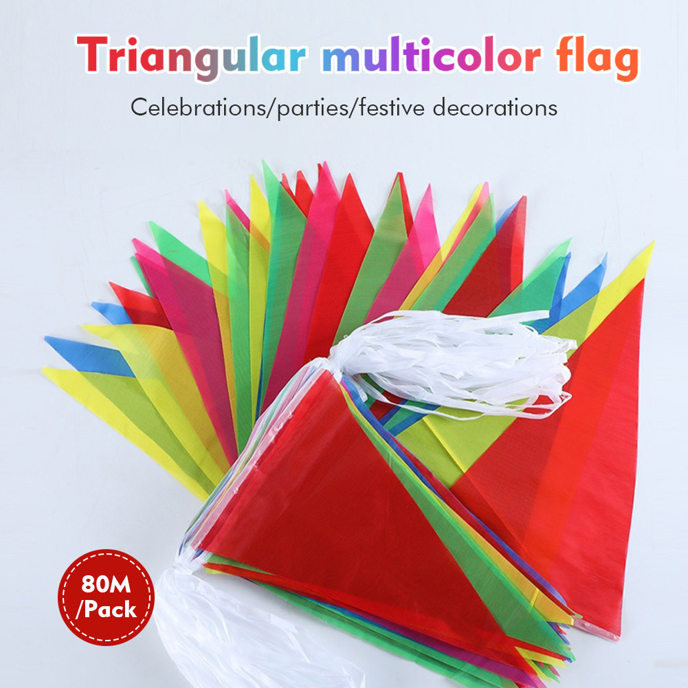 Jual [COD] 150Pcs Bendera Kain Segitiga 80M Warna Warni Bendera Hias ...