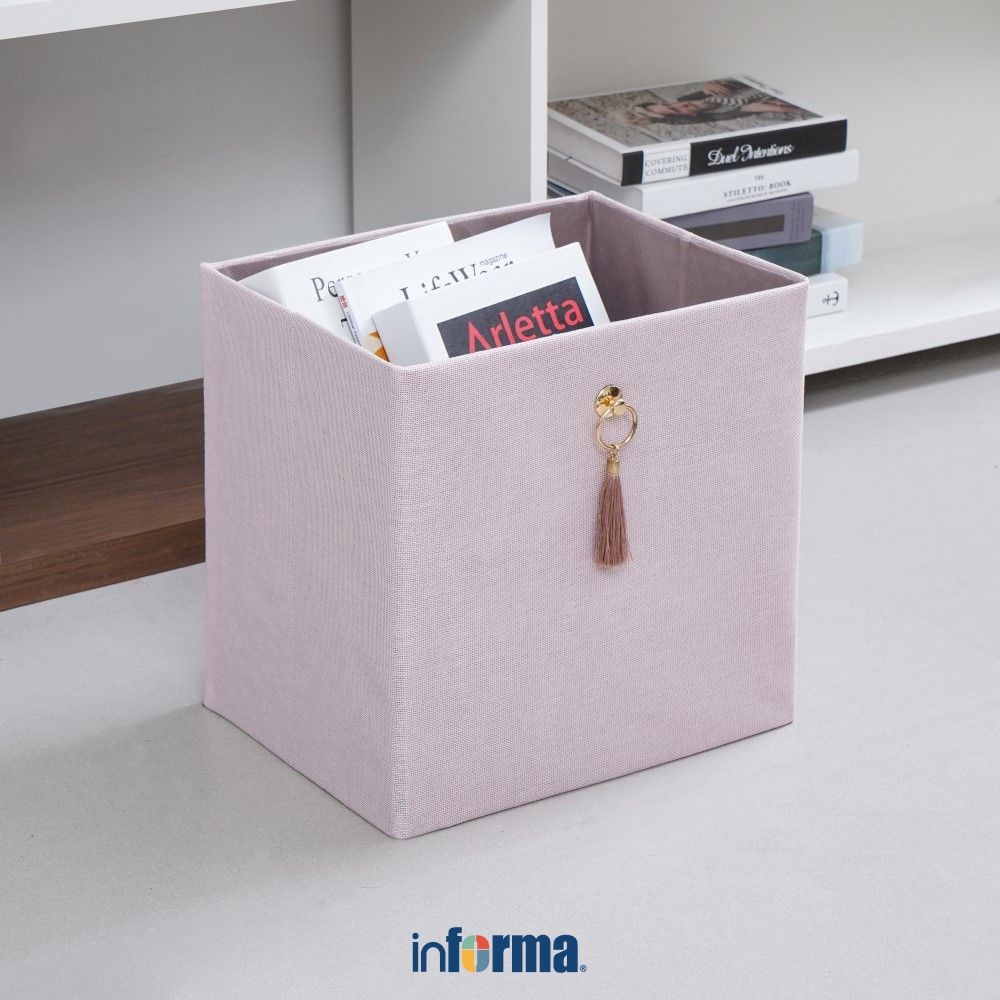 Jual Informa 32X25X32 cm Kotak Penyimpanan Lipat Linen - Pink Kotak ...