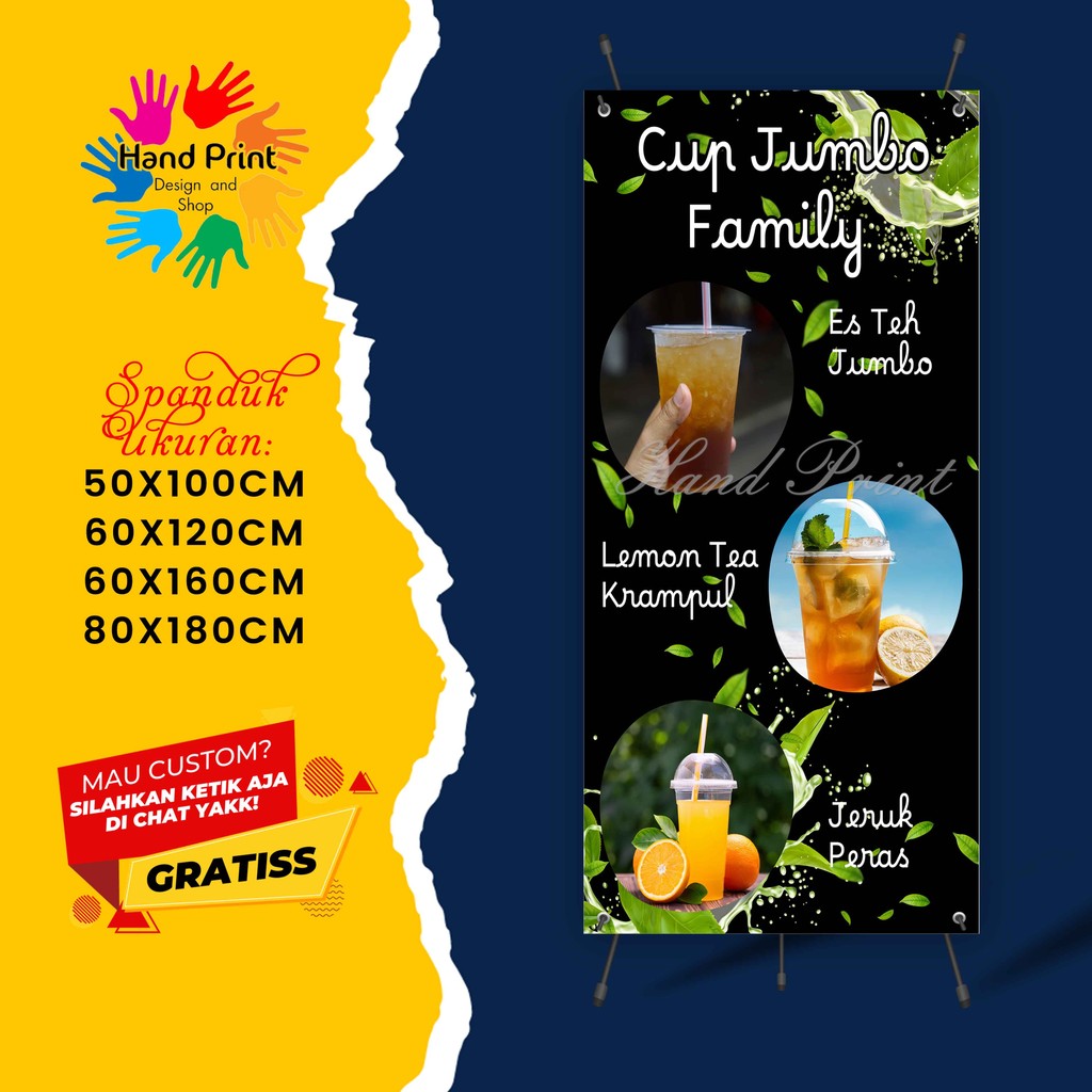 Jual Cetak Spanduk Banner Es Teh Cup Jumbo Family, Jeruk Peras & Lemon ...