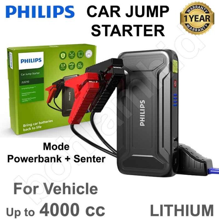Jual Jumper Aki Mobil Motor PHILIPS Jump Starter Jemper Stater Charger Aki Baterai + Power Bank ...