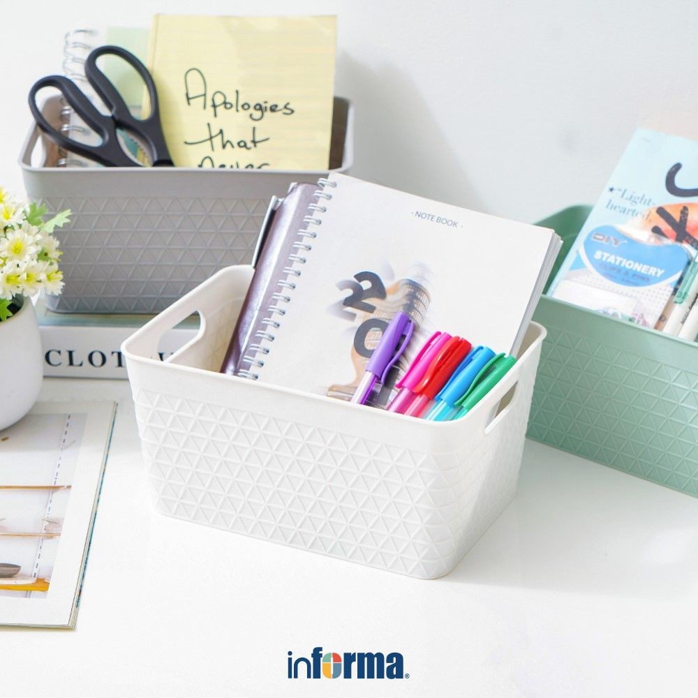 Jual Informa 22.5X15.8X11.5 cm Keranjang Serbaguna Waffle - Putih ...