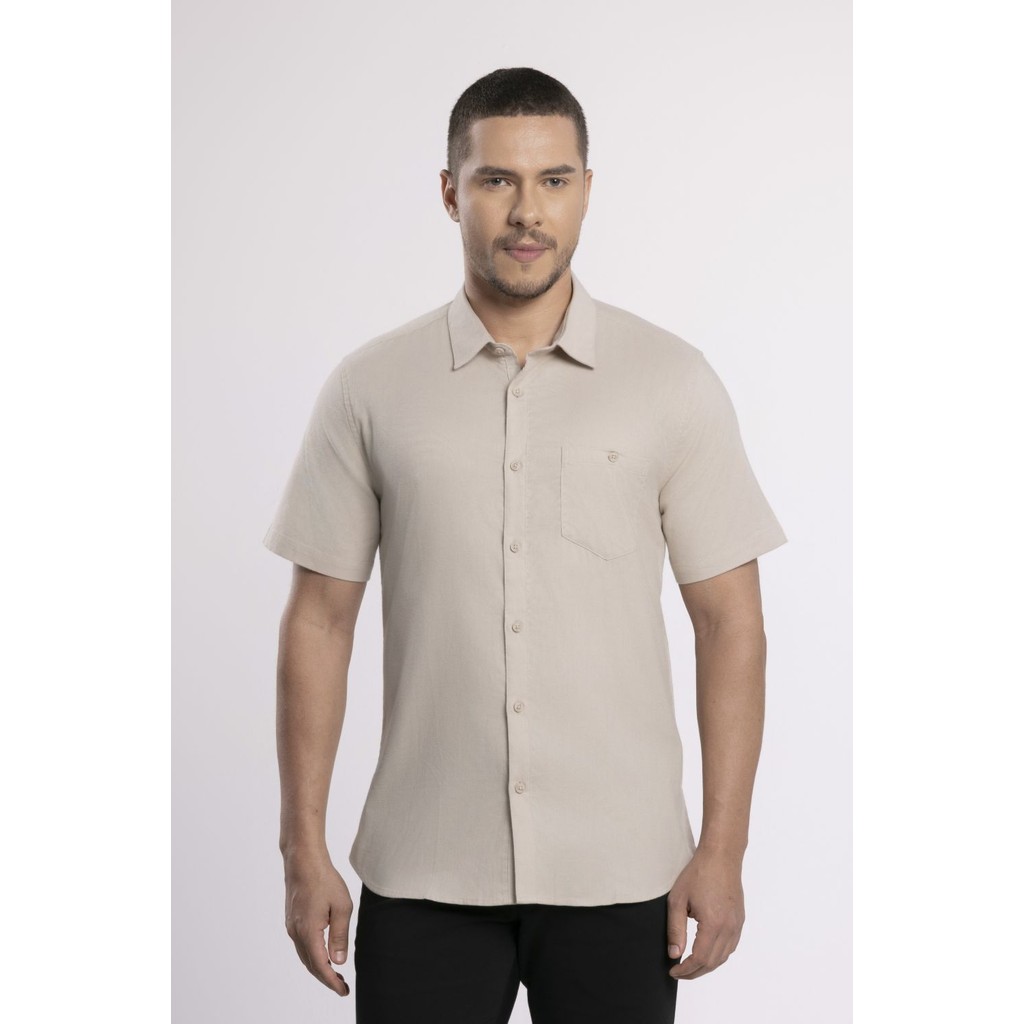 Jual MOC - Kemeja Lengan Pendek Oxyge - Khaki | Shopee Indonesia