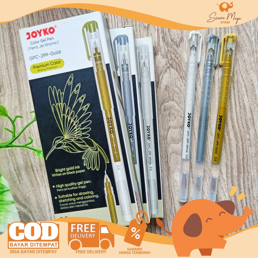Jual Joyko Color Gel Pen GPC-299 Gold , Silver , White / Color Gel Pen / Pulpen Bolpen Gel Pen ...