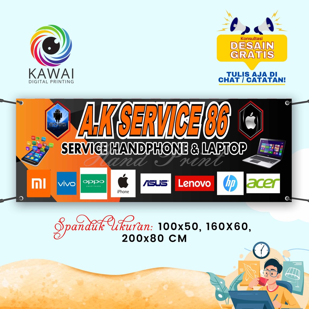 Jual SPANDUK / BANNER Service Handphone Dan Laptop Free Design ...