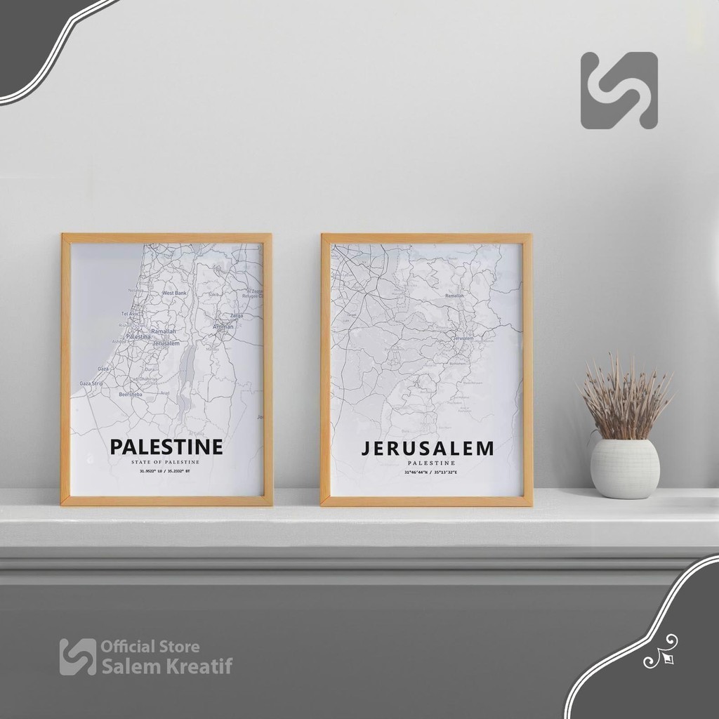 Jual Bingkai Poster A4 Peta Palestine Jerusalem Wall Art Print Poster ...