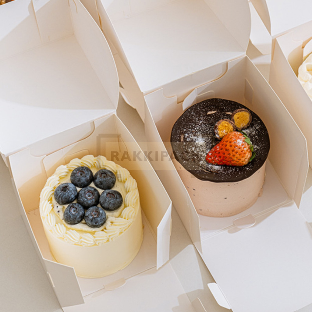 Jual Box tutup karton ivory wadah dessert cake kecil | Shopee Indonesia