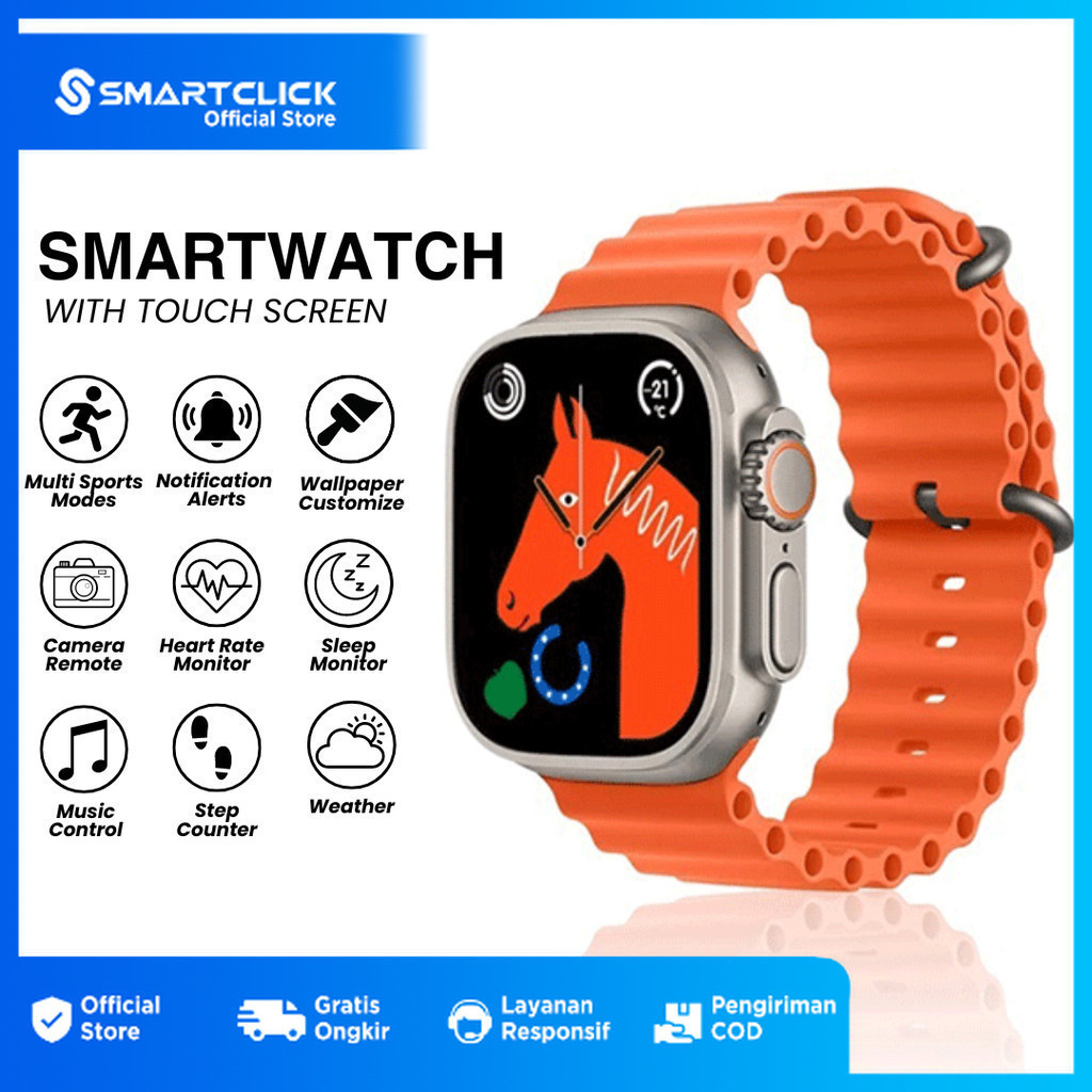 Jual Smartwatch T800 Ultra Touchscreen Full HD Dial Sports Mode Heart ...