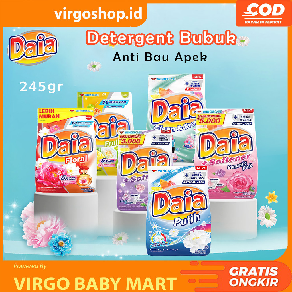 Jual Daia Deterjen Bubuk + Softener 245gr Detergen Pembersih Baju Anti ...
