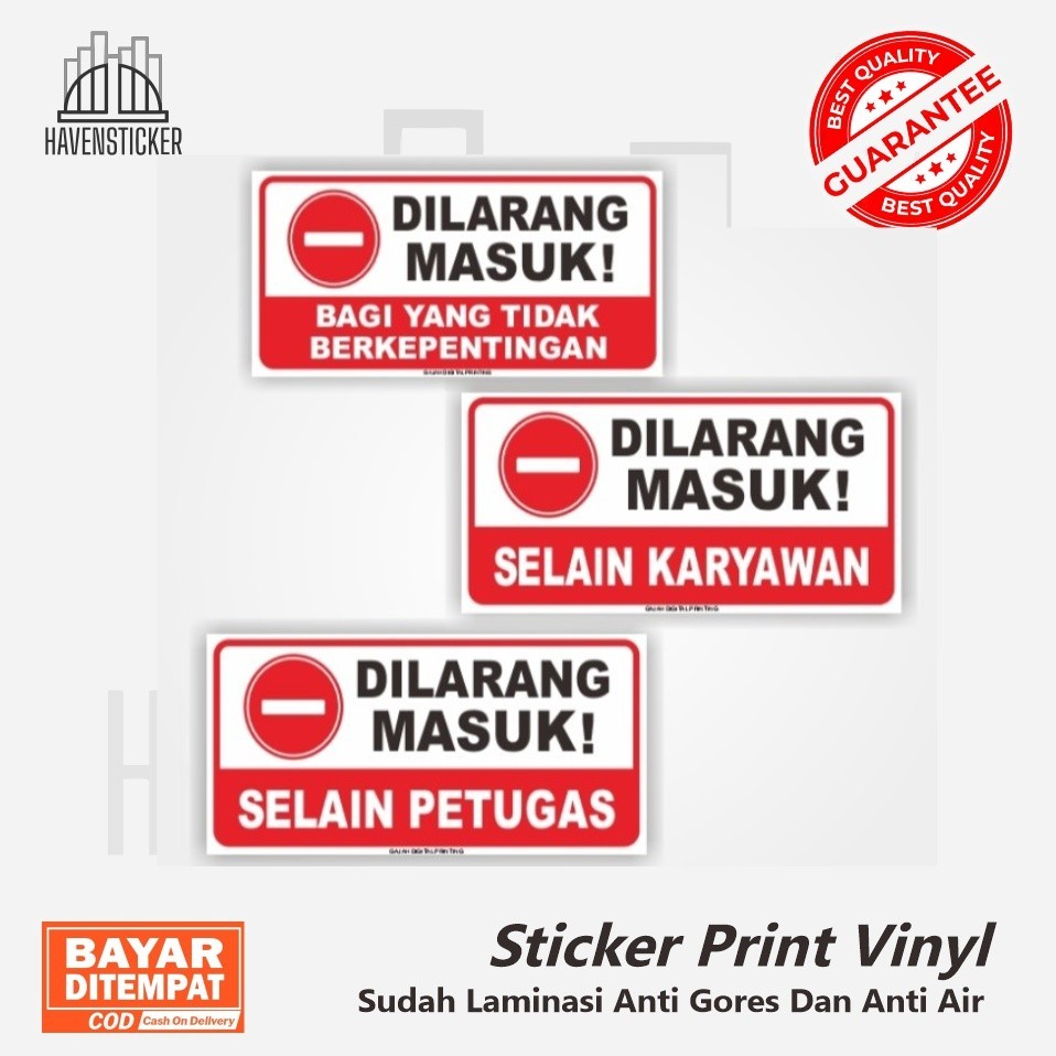Jual Sticker print Dilarang MasukStiker Dilarang Masuk sticker vinyl ...