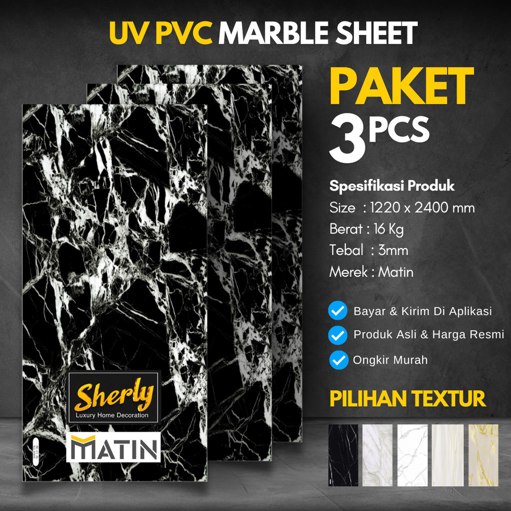 Jual Dekorasi Dinding UV PVC Marble Sheet ,3mm,1220*2440mm,Merk Matin ...