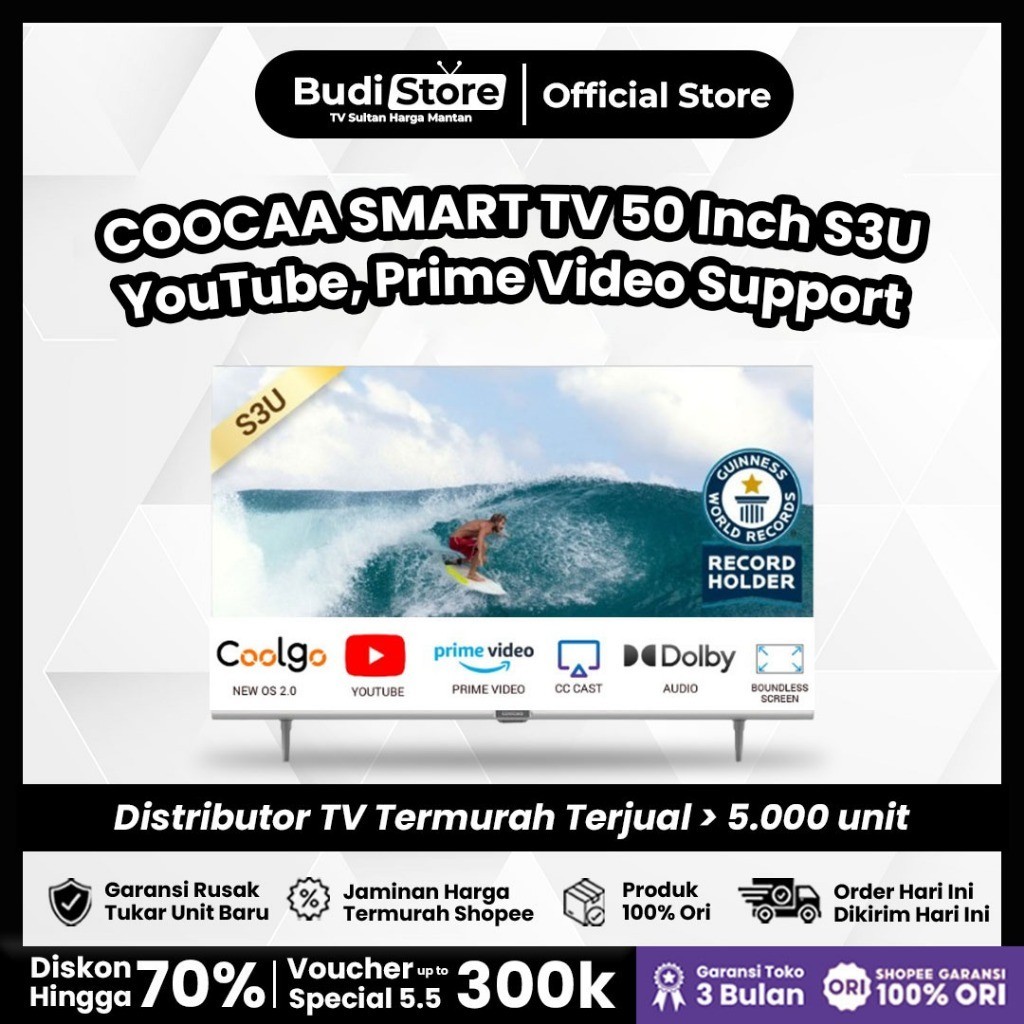 Jual COOCAA Smart TV 50 inch 50S3U Digital TV 4K UHD TV | Shopee Indonesia