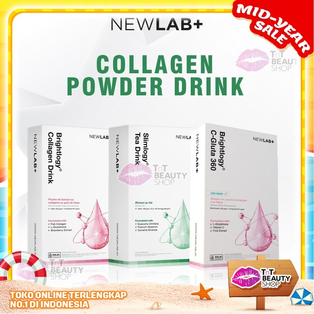 Jual Newlab Brightlogy Collagen Powder Drink - Newlab Fitlogy Tea Drink ...