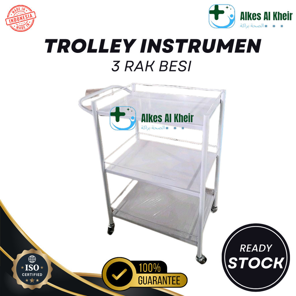 Jual TROLLEY INSTRUMEN 3 RAK STAINLESS || TROLI 2 LACI || TROLI 3 SUSUN ...