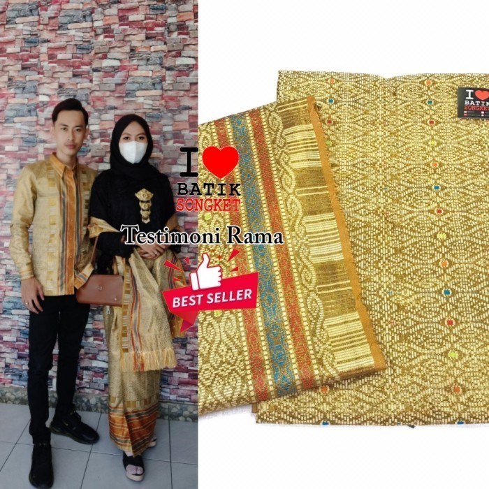 Jual Songket thailand kuning gold emas songket mesin makasar palembang ...
