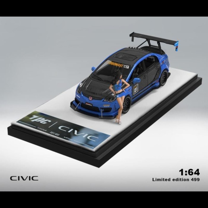 Jual TPC Skala 1/64 Honda Civic FD2 Mugen Modified Blue With Figure ...