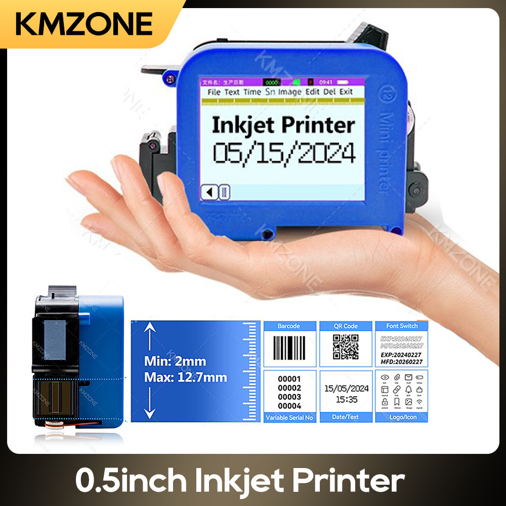 Jual 12.7mm Nozzle Mini Handheld Inkjet Printer QR Barcode Batch Date ...
