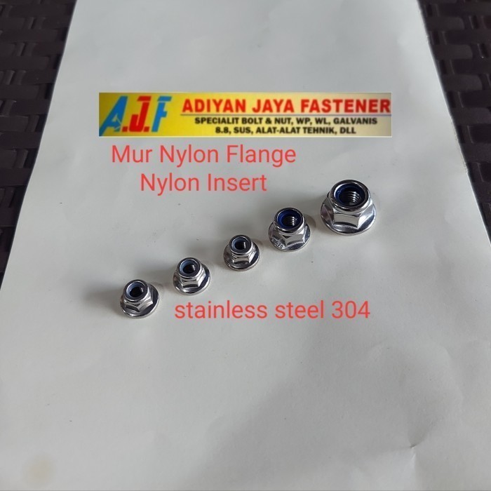 Jual Mur Nylon Flange / Nylon Insert m.8 p.1,25 SS 304 KUNCI 13 ( 1pcs ...