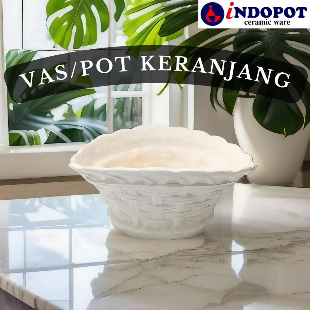 Jual Vas Pot Bunga Keramik Model Keranjang untuk tanaman Hias / Hidup ...