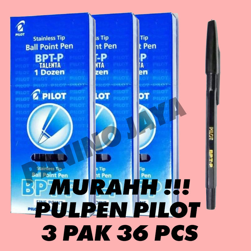 Jual Pulpen Pilot BPT-P Hitam Fine Point Stainless Tip 3 Pak (36 Pcs) | Shopee Indonesia