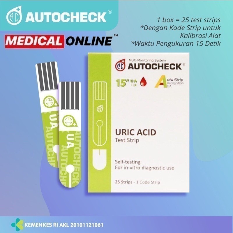 Jual AUTOCHECK ASAM URAT AUTOCHECK URIC ACID ISI 25 PER BOX ...