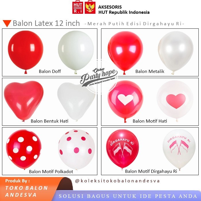 Jual Balon Merah Putih Hut RI Latex / Balon Merah Putih Dirgahayu RI ...