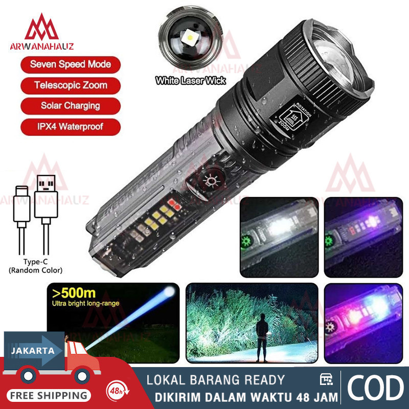 Jual Senter X36 LED laser Transparan solar panel cahaya putih Senter ...