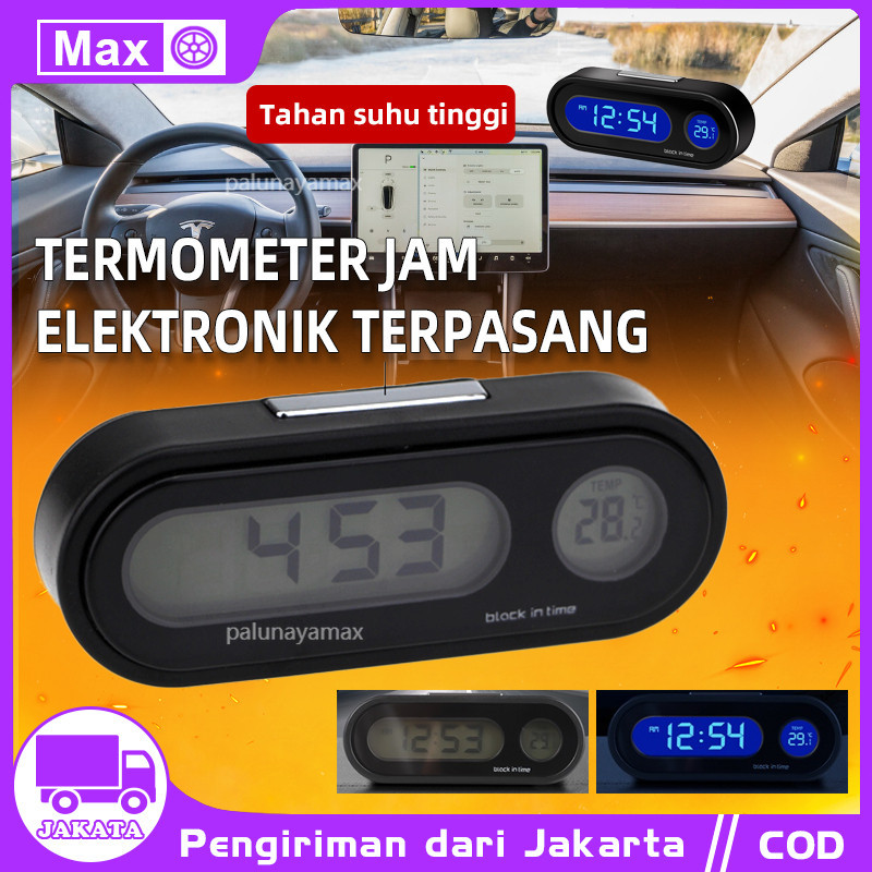 Jual Termometer Jam Mobil / Jam Digital Led Backlight Biru Dengan ...