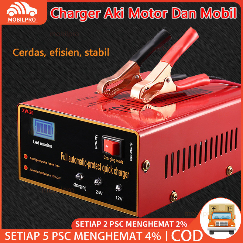 Jual Charger Aki Motor Mobil/Otomatis Accu Kering Dan Basah Lead Acid ...