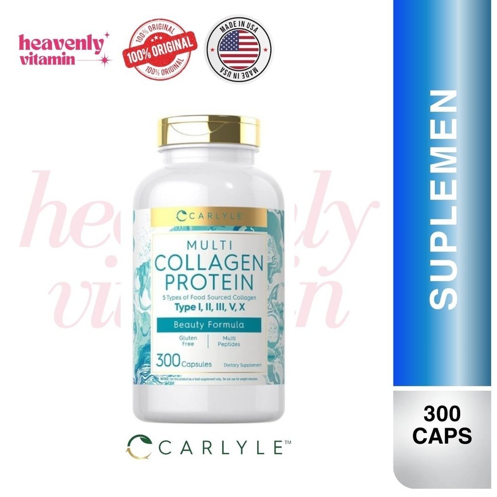Jual Carlyle Multi Collagen Protein 2000 mg Type I, II, III, V, X - 300 Capsules - ORI USA ...