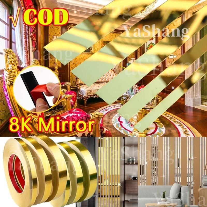 Jual 3/5 Meter List Plat Strip Mirror/List dinding/Strip Mirror Gold ...