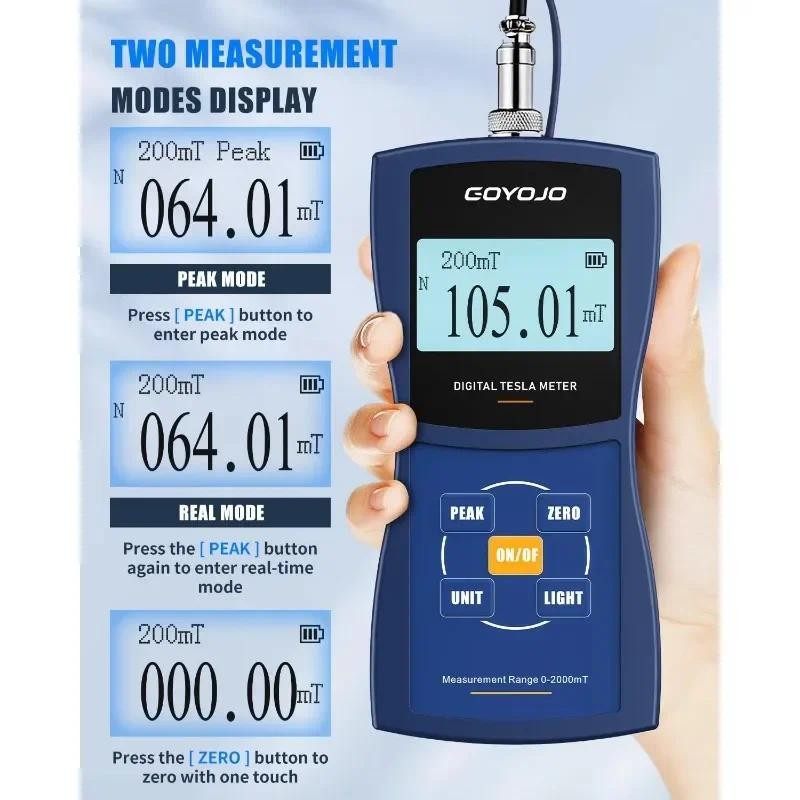 Jual Gauss Meter Tesla Meter Permanent Magnet Metal Probe Portable ...