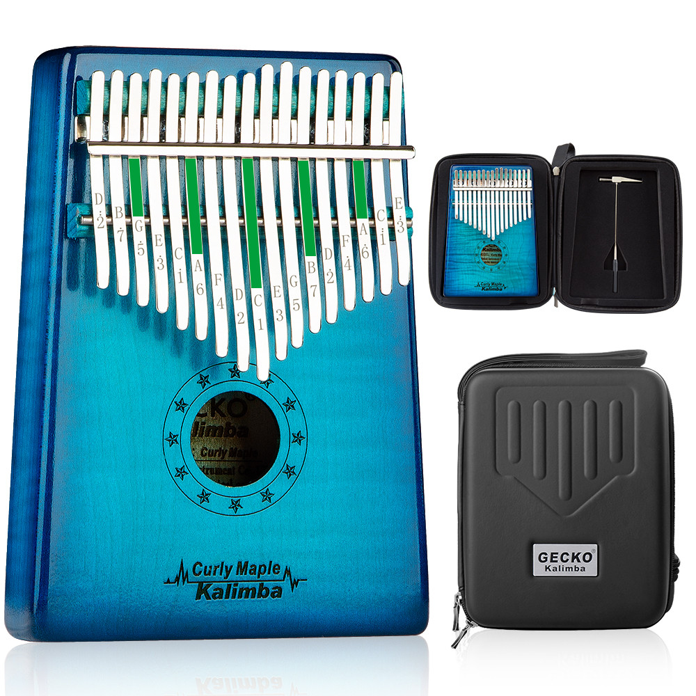 Jual Gecko Kalimba 17-key veneer roll Maple thumb Piano, music teaching ...