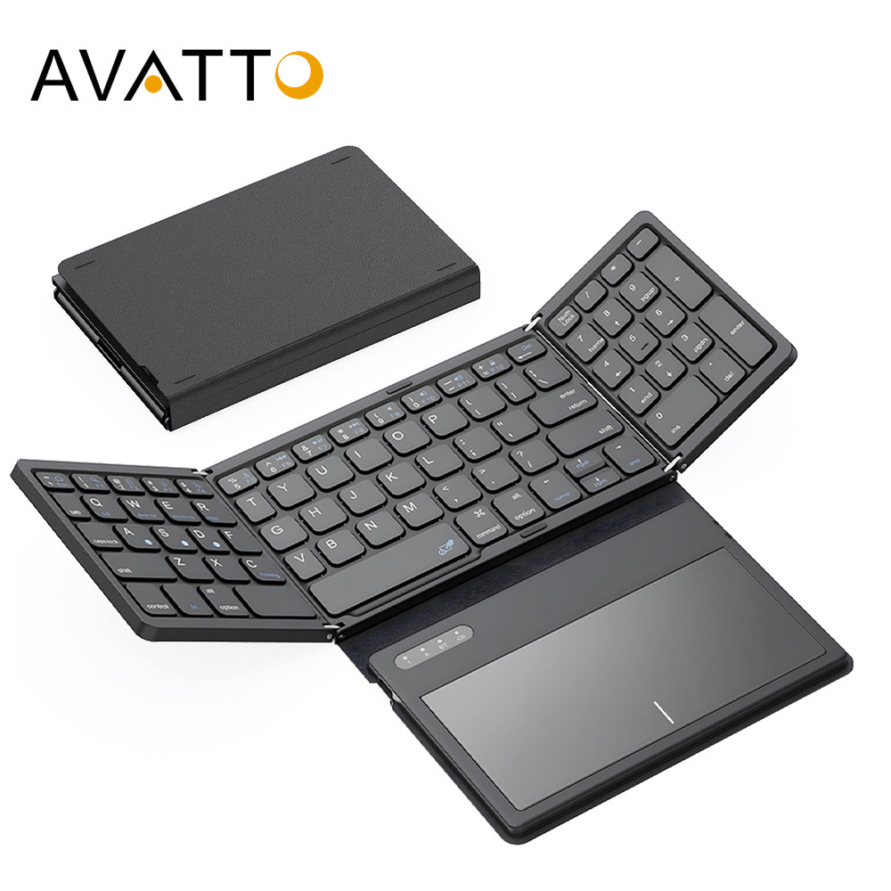 Jual AVATTO Portable Quadruple Folding Wireless Bluetooth keyboard with ...