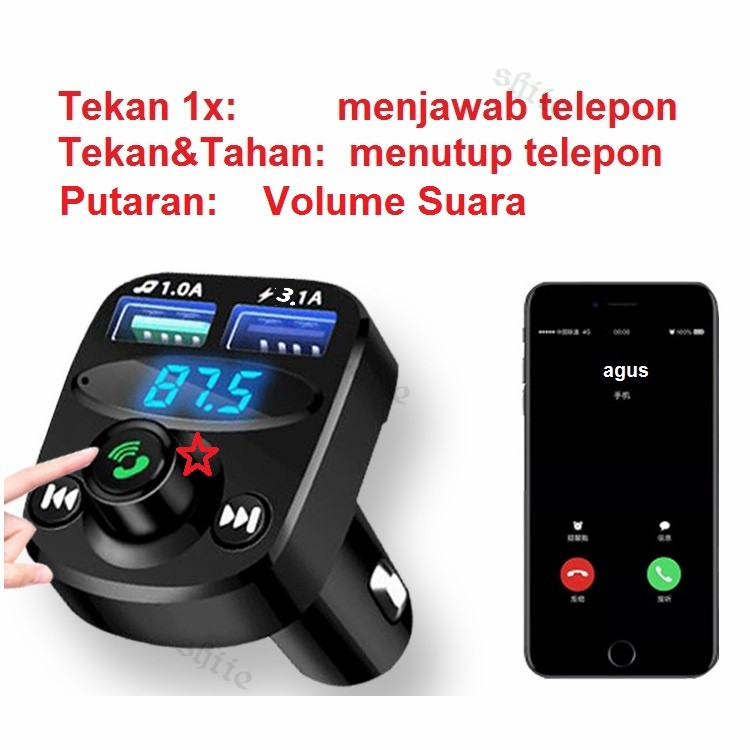 Jual MP3 Car Bluetooth Charge Mobil Receiver Duel Port FM Modulator ...