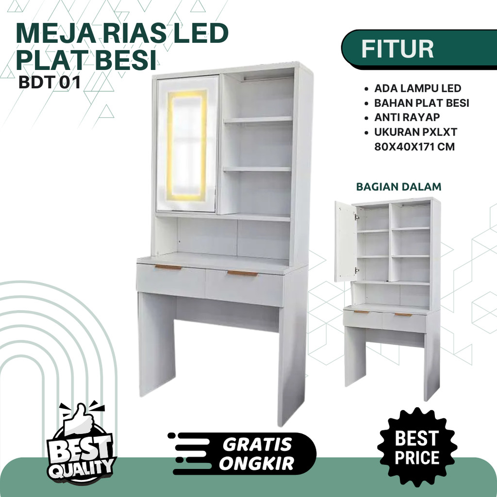 Jual AVERY - Meja Rias Plat Besi BDT-01, Meja MUA, Set Meja Kursi Rias ...