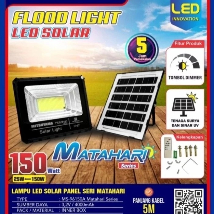 Jual Lampu Tembak Sorot Solar LED Putih 150 Watt Lampu Cas Matahari ...
